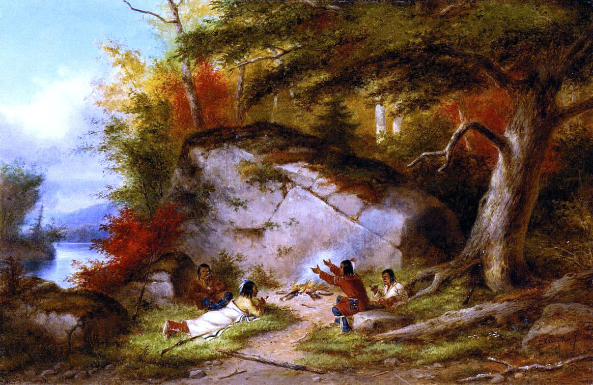 Cornelius Krieghoff Indian Campfire at Big Rock Canvas Print – Art MegaMart