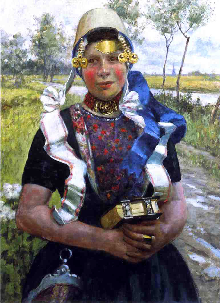George Hitchcock Dutch Finery, A Marken Girl Canvas Print – Art MegaMart