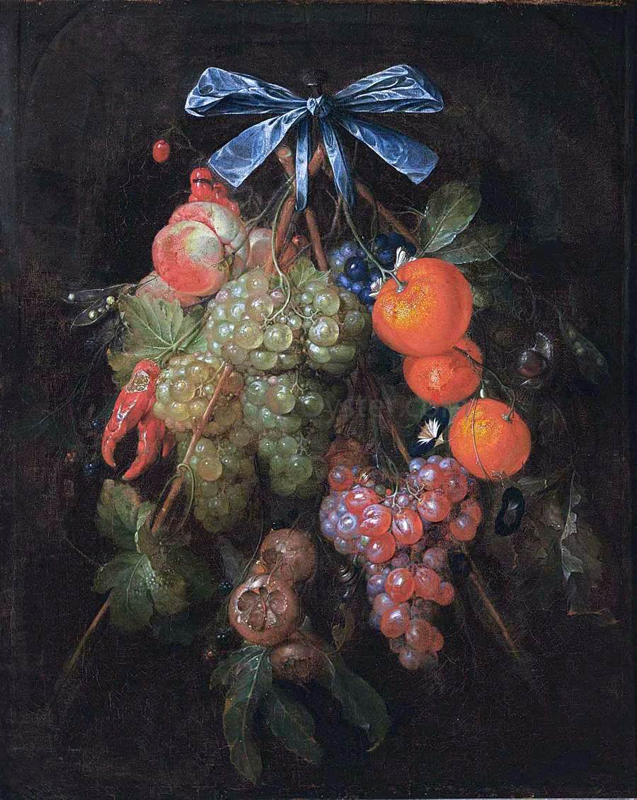 Cornelis De Heem Festoon with Fruit and Flowers Canvas Print – Art MegaMart