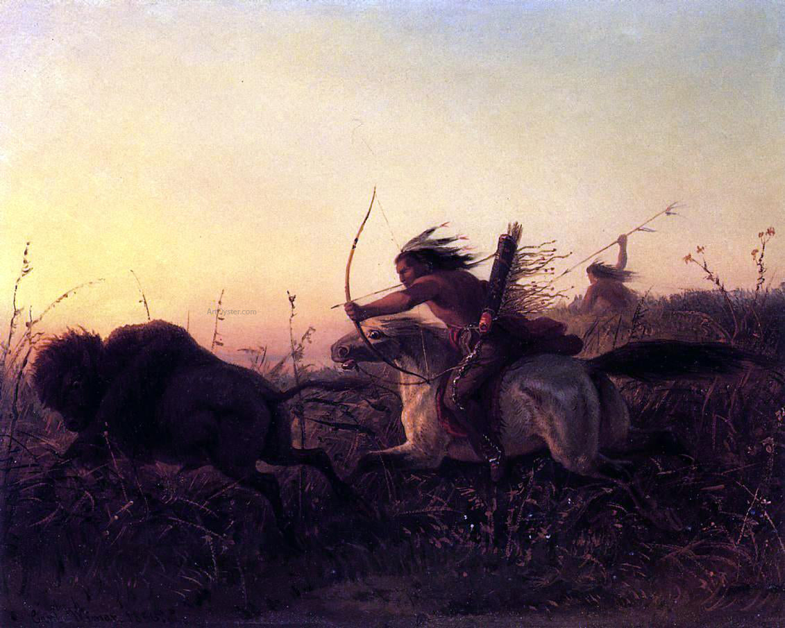 Carl Wimar Indian Buffalo Hunt Canvas Print – Art MegaMart