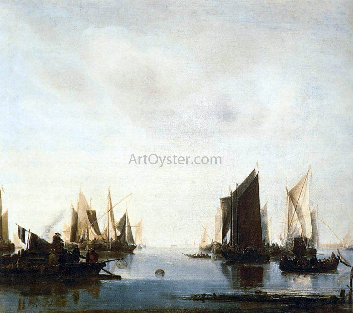 Jan Van de Capelle Seascape with Sailing Boats Canvas Print – Art MegaMart