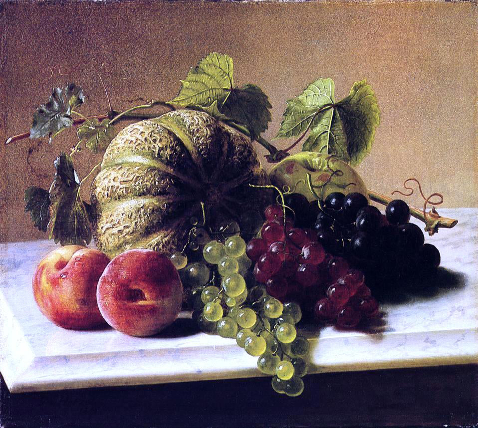 George Hetzel Still Life with Melons, Grapes Canvas Print – Art MegaMart