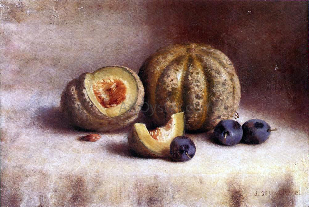 Joseph Decker Still Life with Plums and Melons Canvas Print – Art MegaMart