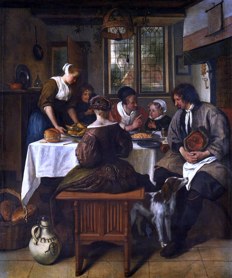 Jan Steen The Prayer Before the Meal Canvas Print – Art MegaMart